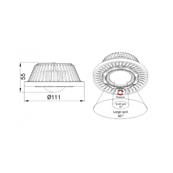 LED Module AR111 COB 15W 230V Φυσικό Λευκό 4000K 1200lm με Ρυθμιζόμενη ...